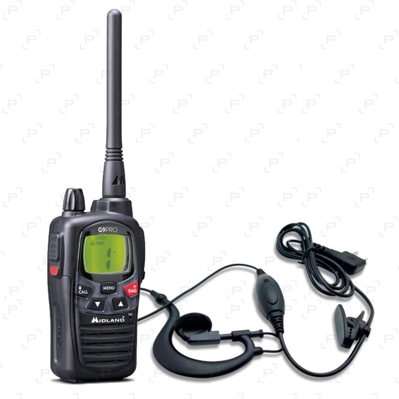 Pack de 2 talkies-walkies MIDLAND G9 PRO noir avec oreillette ...