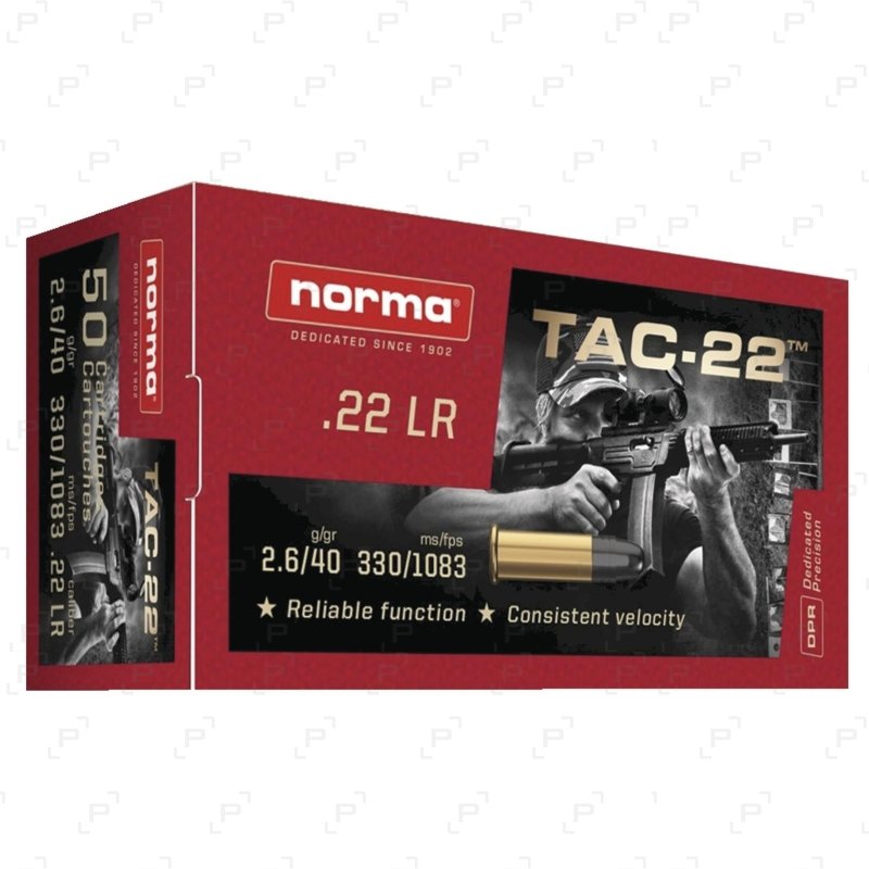 Cartouche à percussion annulaire NORMA TAC-22 pour carabines calibre ...
