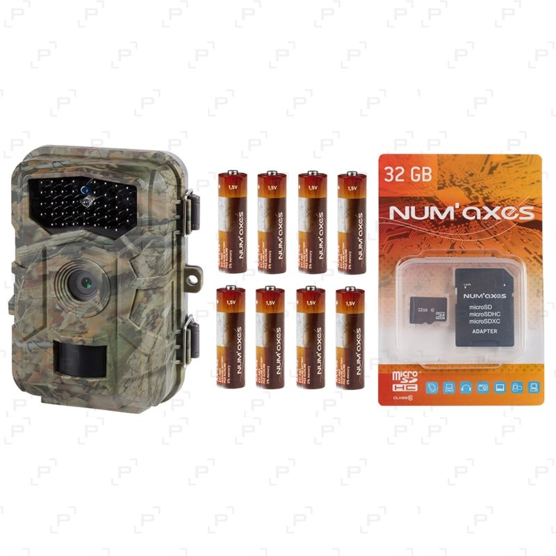 Pack piège photographique NUM'AXES PIE1059 camo avec 8 piles LR06 et ...
