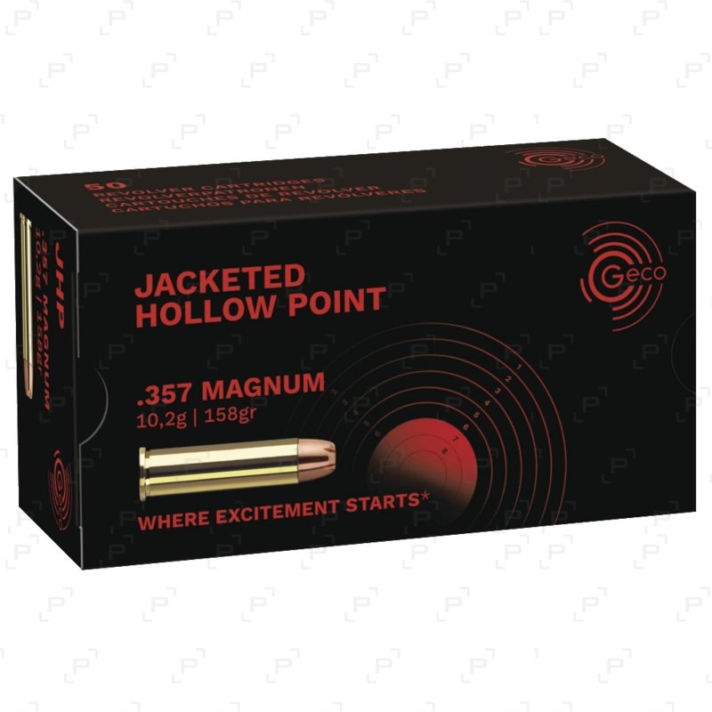 Cartouches de tir sportif pour armes de poing GECO JACKETED HOLLOW ...