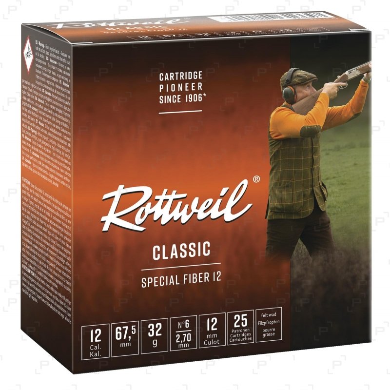 Boite de 10 cartouches ROTTWEIL CLASSIC SPÉCIAL FIBER Calibre 12/67 ...