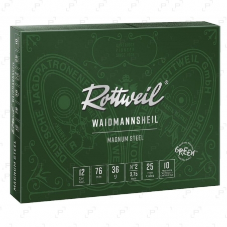 Boite de 10 cartouches acier ROTTWEIL WAIDMANNSHEIL MAGNUM STEEL ...