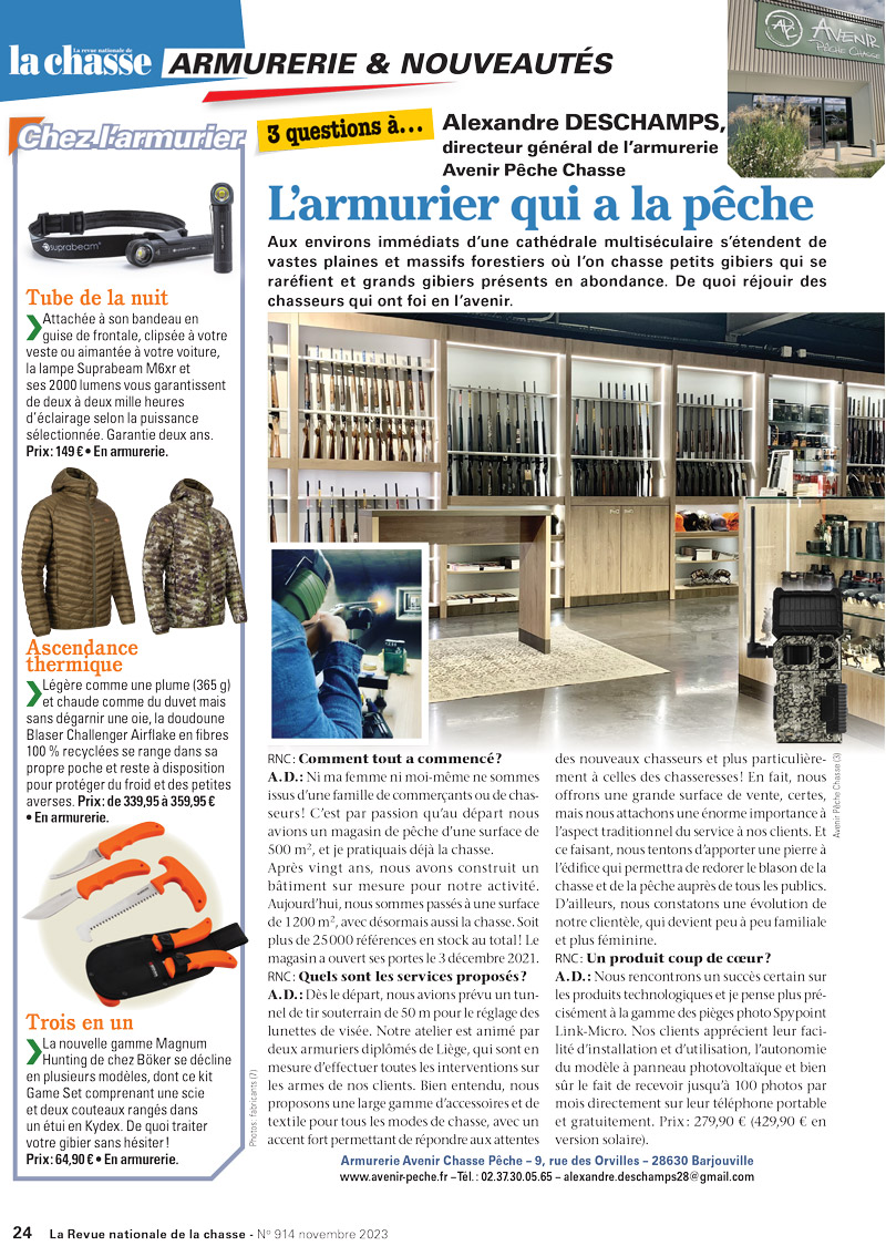 Avenir Pêche Chasse dans La Revue Nationale de la Chasse - Pisteurs, le ...